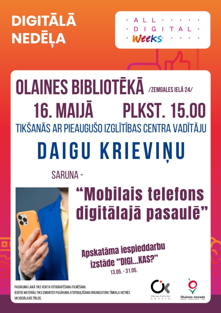 "Mobilais telefons digitālajā pasaulē", tikšanās ar Pieaugušo ...